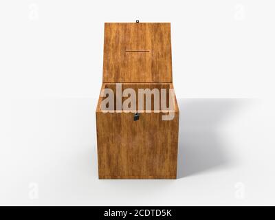 old style voting box with padlock. 3D illustration, suitable for ...