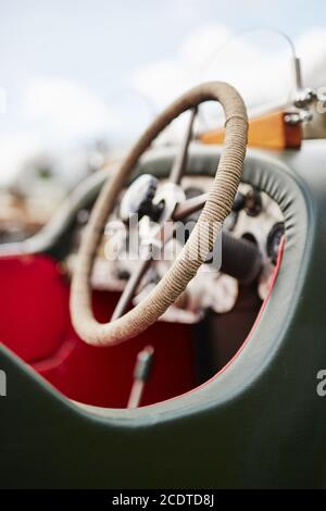 Cockpit of an oldtimer racing car Stock Photo - Alamy