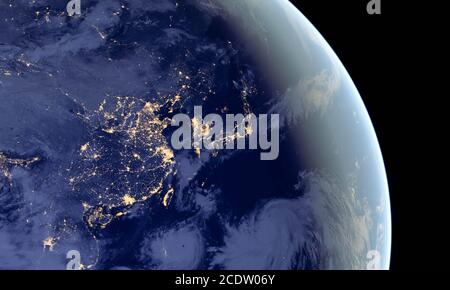 Japan from space at night. Elements of this image furnished by NASA ...