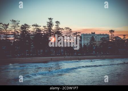 Manly Beach at sunset, Sydney, New South Wales, Australia Stock Photo ...