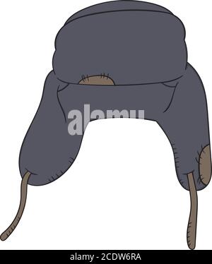 Traditional Russian ushanka hat with brown fur on the top of golden ...