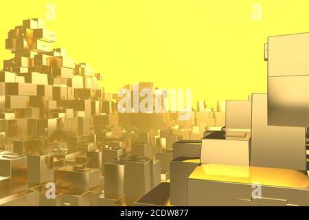 Wealth rich concept idea Golden city at sunset rays Abstract space ...