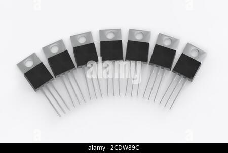 Isolated TO-220 electronic package with mosfet pinout 3d illustration ...