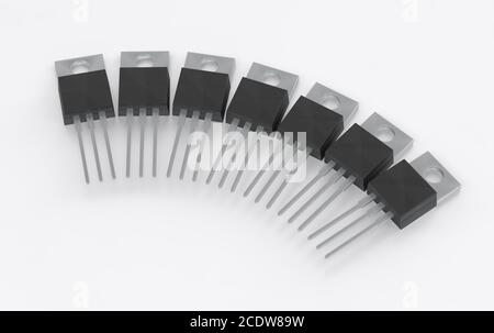 Isolated TO-220 electronic package with mosfet pinout 3d illustration ...