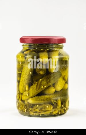 Gherkins in glass jar Stock Photo - Alamy