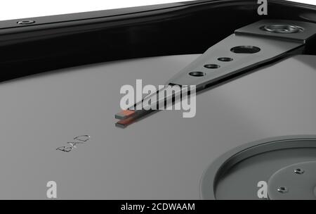 Damaged a hard disk drive HDD, magnetic surface with BAD sector 3d ...