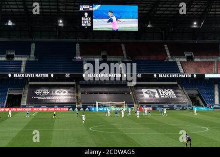 A general view of the new Red Bull branding around the stadium during ...