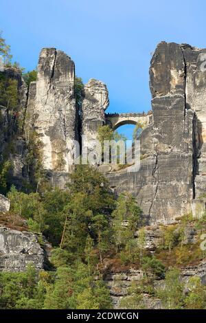 Bastei Bridge, Elbe Sandstone Mountains, Rathen, Saxony, Germany Stock ...