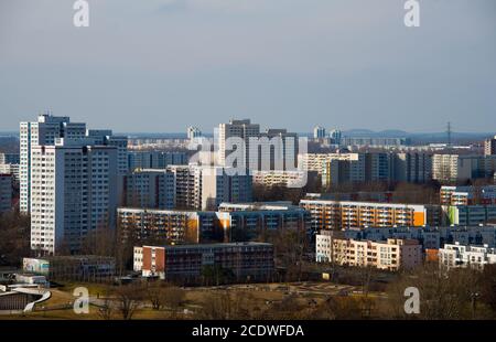 Aerial view of the Berlin-Marzahn district from the observation tower ...