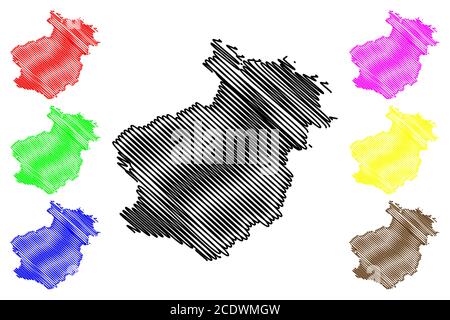 Luoyang City (People's Republic of China, Henan Province) map vector ...