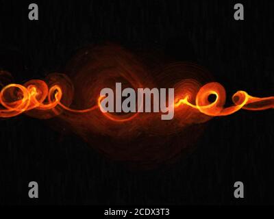 glowing red curved lines and circles over dark Abstract Background ...