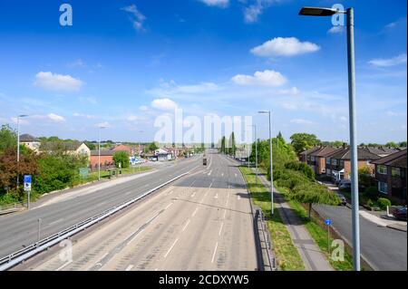 East Lancs Road, A580, Moorside Road junction, during Lockdown Stock ...