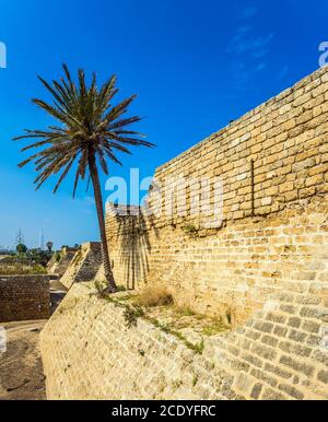 The magnificent national park-reserve of Caesarea, Israel. The powerful ...