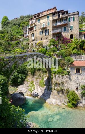 The medieval village of Rocchetta Nervina in the Val Nervia valley ...