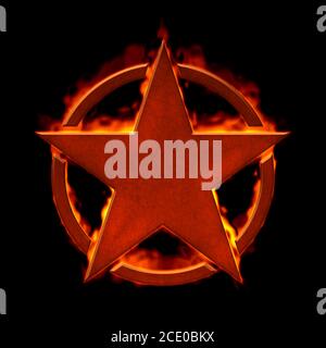 An illustration of a burning red star in a circle Stock Photo - Alamy
