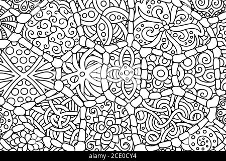 Beautiful rectangle coloring book page with abstract monochrome pattern ...