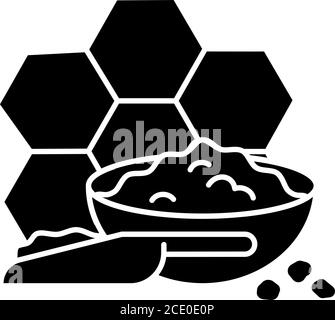 Propolis black glyph icon. Honey combs. Hive cell. Acne treatment ...