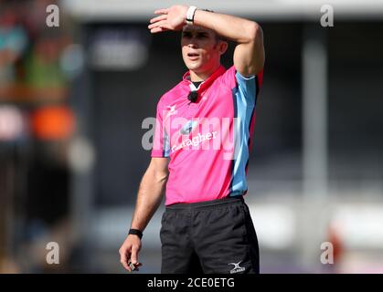 Referee Adam Leal during the Gallagher Premiership match at Mattioli ...