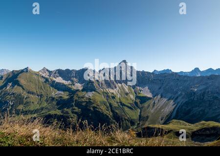 View to the Hochvogel the highest mountain from the Allgäu and located ...
