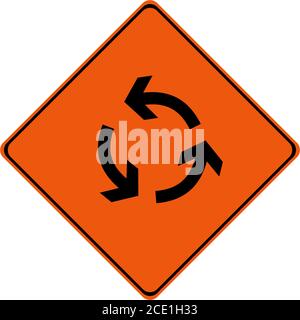 Warning sign with roundabout symbol Stock Photo - Alamy