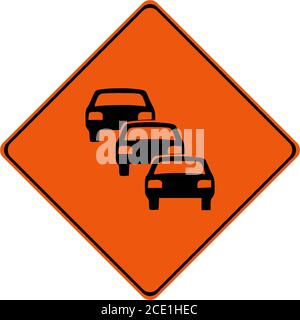Warning sign with traffic queue symbol Stock Photo - Alamy