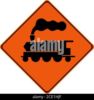 Warning sign with train symbol Stock Photo - Alamy