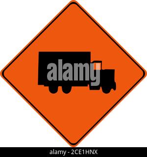 Warning sign with truck symbol Stock Photo - Alamy
