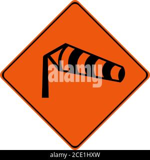 Warning sign with crosswinds symbol Stock Photo - Alamy