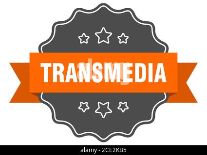 transmedia label. transmedia isolated seal. Retro sticker sign Stock ...