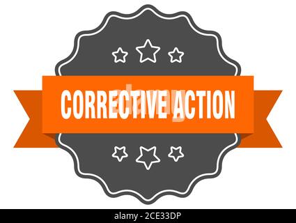 corrective action label. corrective action isolated seal. Retro sticker ...