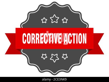 corrective action label. corrective action isolated seal. Retro sticker ...