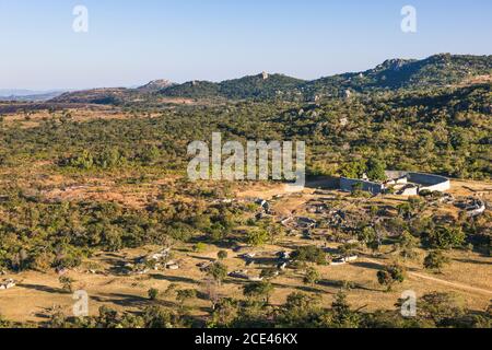Great Zimbabwe ruins, the Great Enclosure, distant view from the ...
