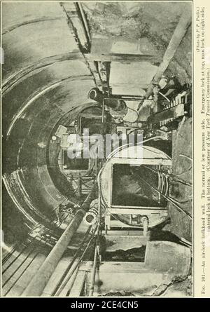 COMPRESSED AIR IN BRIDGE WORK. BUILDING PIER OF CANTILEVER BRIDGE. AT ...