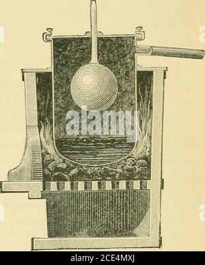 From above of heated liquid glass glob on tip of punty placed on ...