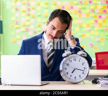 Businessman with many conflicting priorities in time management concept ...