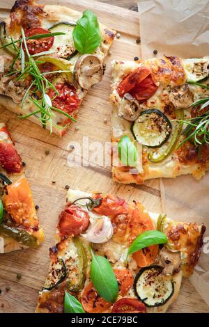 Vegetarian pizza with cherry tomatoes Stock Photo - Alamy