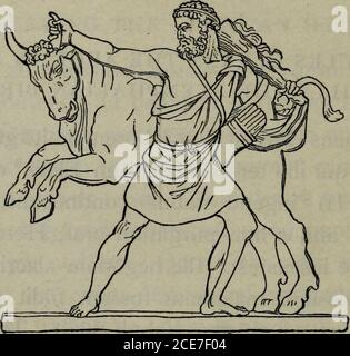 Hercules Capturing the Cretan Bull, from "The Labors of Hercules" 1880 ...