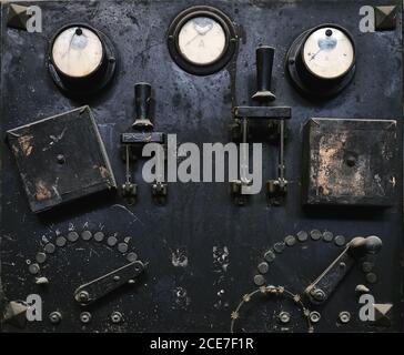 Vintage control panel of electric gauges Stock Photo - Alamy