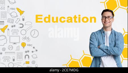 Collage of young man over white isolated background sleeping tired ...