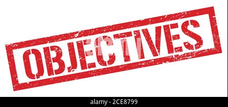 OBJECTIVES red grungy rectangle stamp sign Stock Photo - Alamy