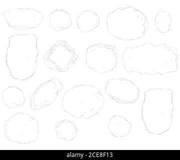 Granite stone set. Outline sketch, flat style and realistic. Vector ...