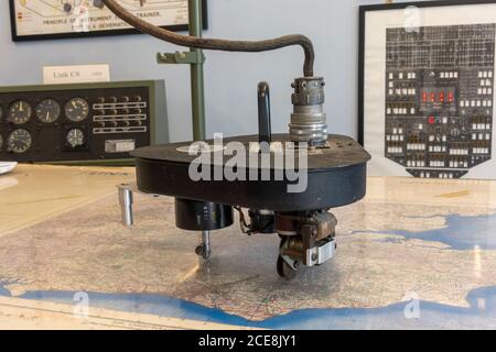 Close up of the map section of a Link Trainer on display in the De ...