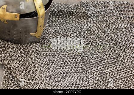Medieval knight's armor mail frame. Texture of chainmail of a medieval armor knight, Pattern ...