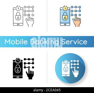 PIN code outline flat white icons on round color backgrounds. 6 bonus ...