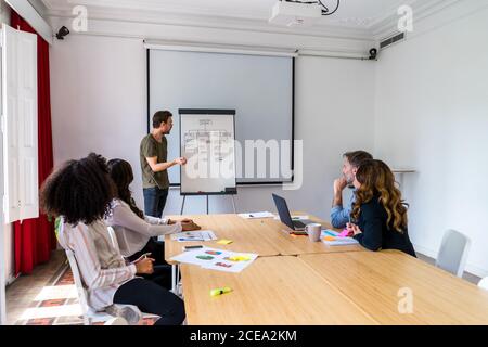 Business presentation in the office with man and woman Stock Photo - Alamy