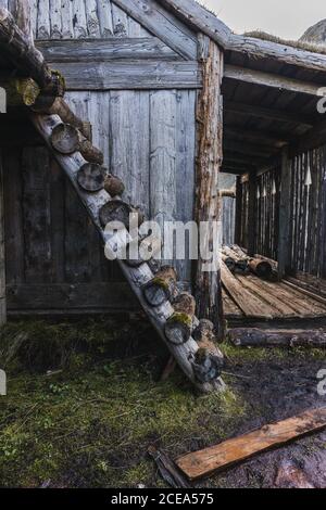 Old triangular wooden Icelandic house with thatched roof Stock Photo ...