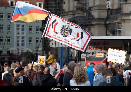 Dresden, Germany. 31st Aug, 2020. A participant of a rally of the Islam ...