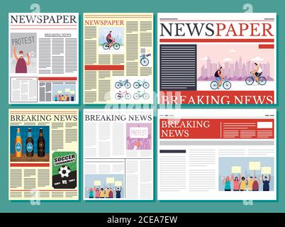news papers communication set columns pattern vector illustration ...