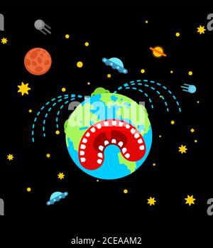 Earth cartoon character with crying face expression on white background ...