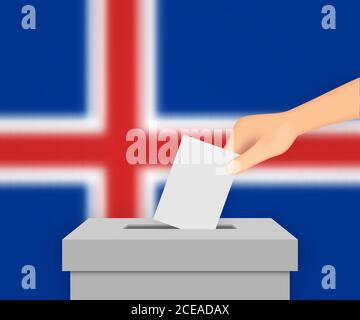 Iceland election banner background. Ballot Box with blurred flag Stock ...